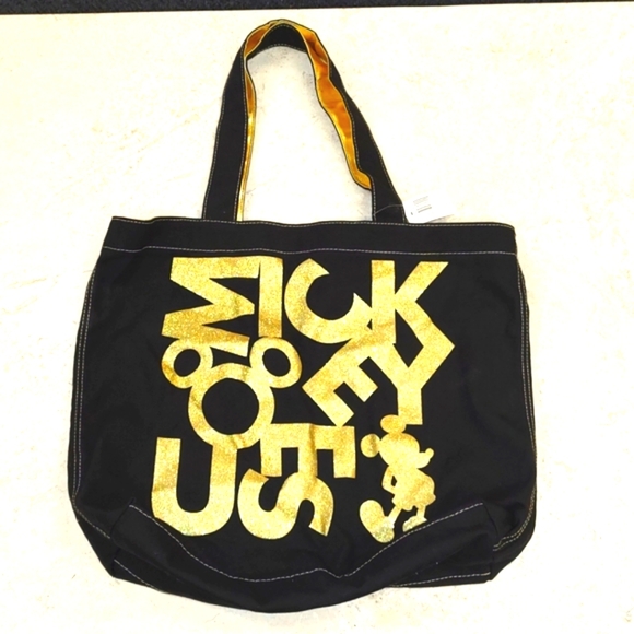 Disney | Bags | Disney Parks Black Gold Glitter Sparkle Mickey Mouse ...